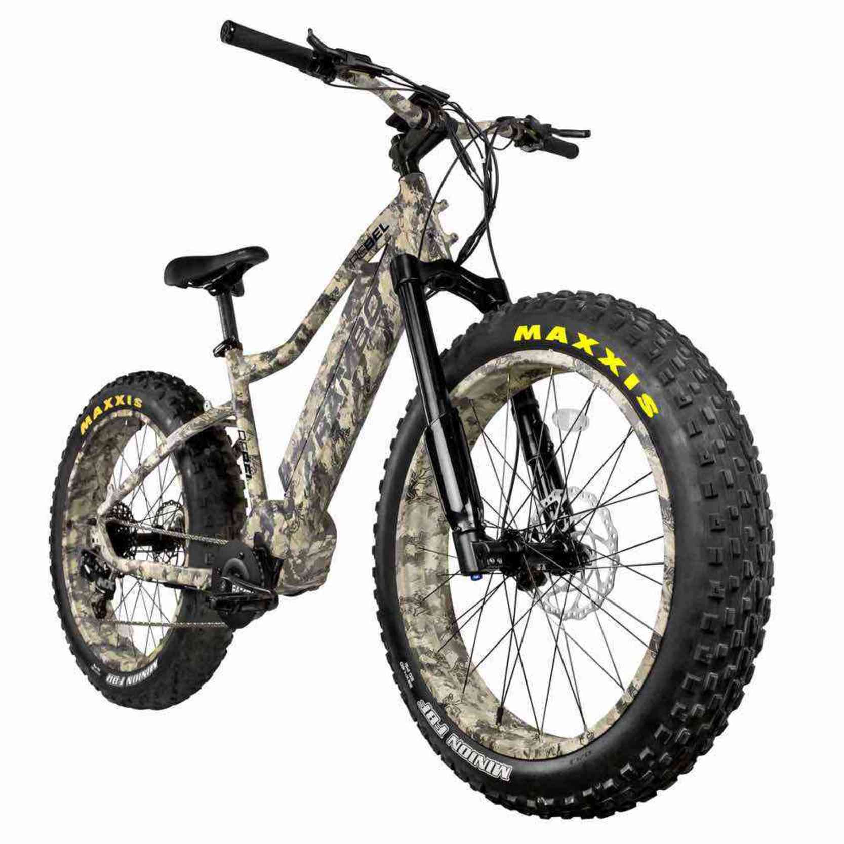 Rambo Rebel 1000Watt Mid Drive Motor Fat Tire Electric Hunting Bike 21 ...